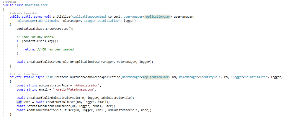 Seed database with users and roles in dotnet core 2.0 – LockTar’s Blog